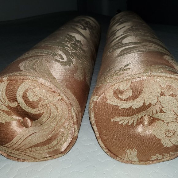 UNKNOWN | Accents | Pair Custommade Bolster Pillows Done In Vintage ...